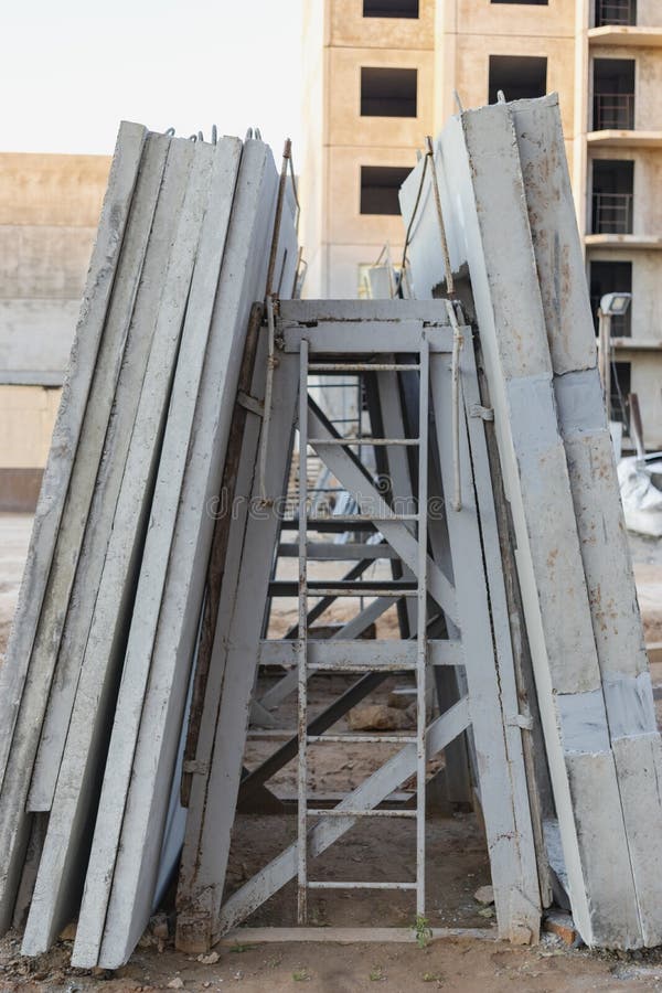 Many Precast Concrete Wall Panels are Stocking in the Storage Area ...