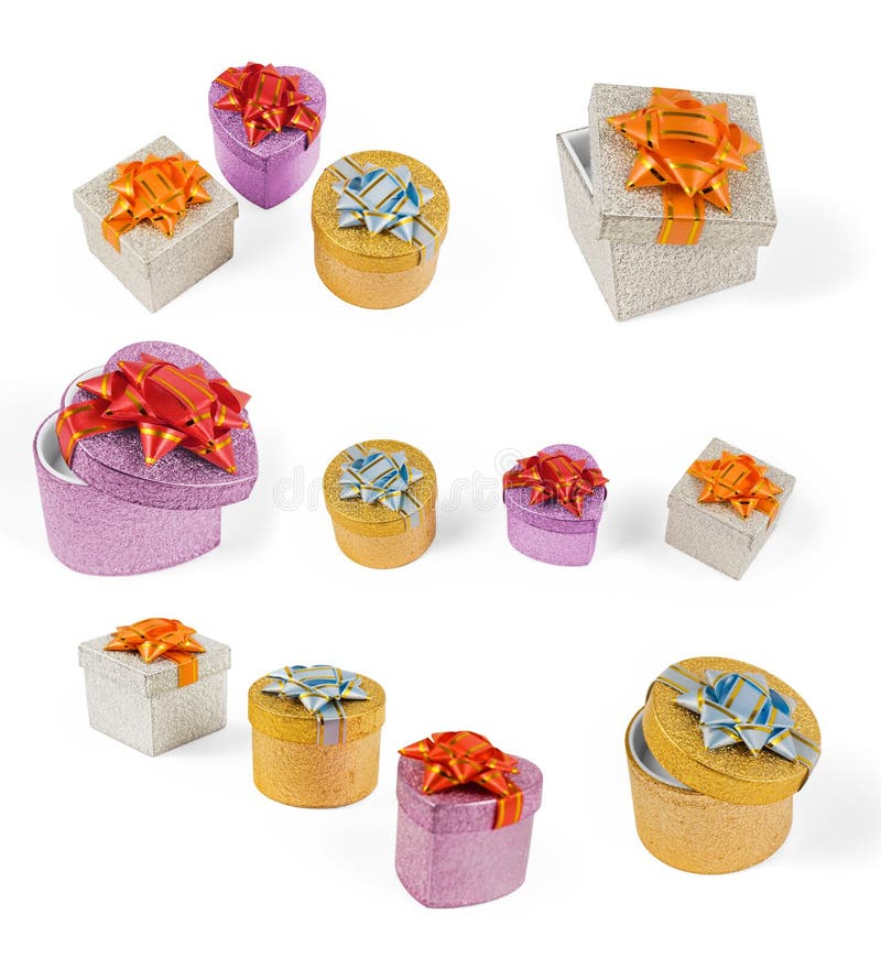 Present Boxes and Fir Branches. Gift Box for Xmas Party. Christmas and ...