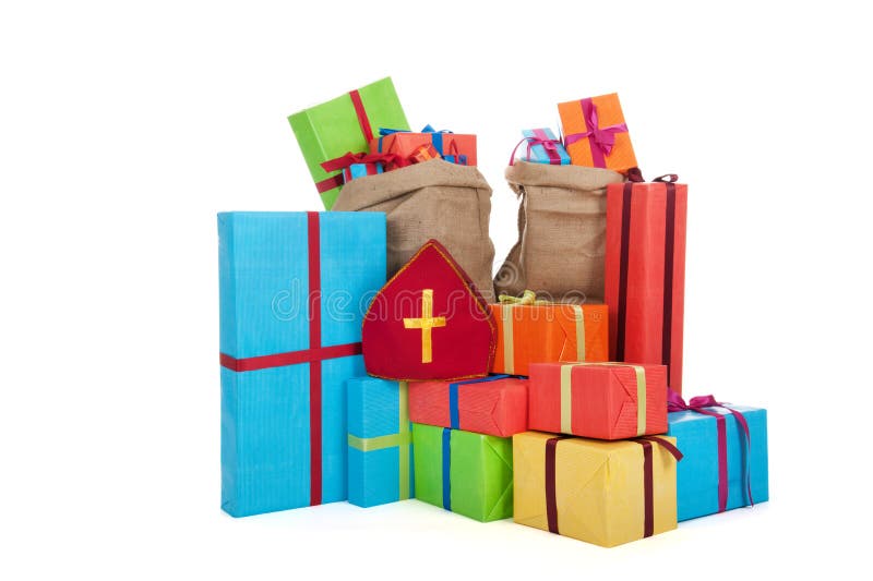 Many presents stock image. Image of pile, studio, orange - 27263011