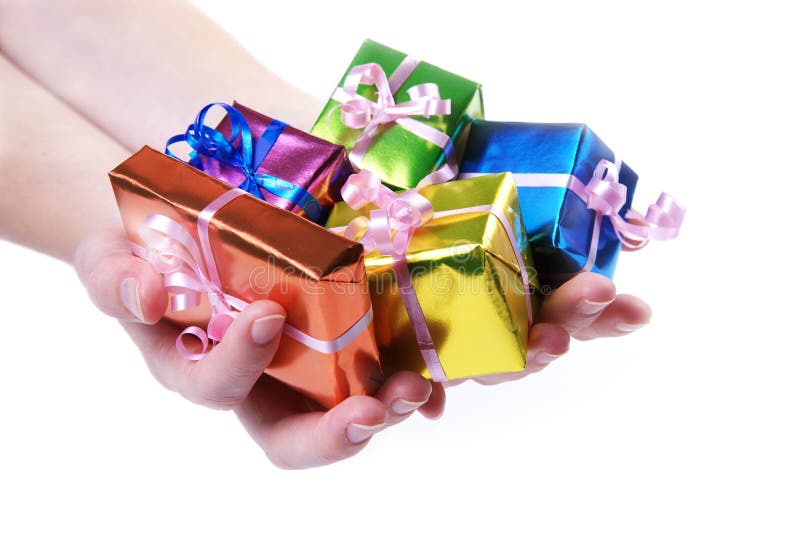 Many presents in hands stock image. Image of event, present - 11491227