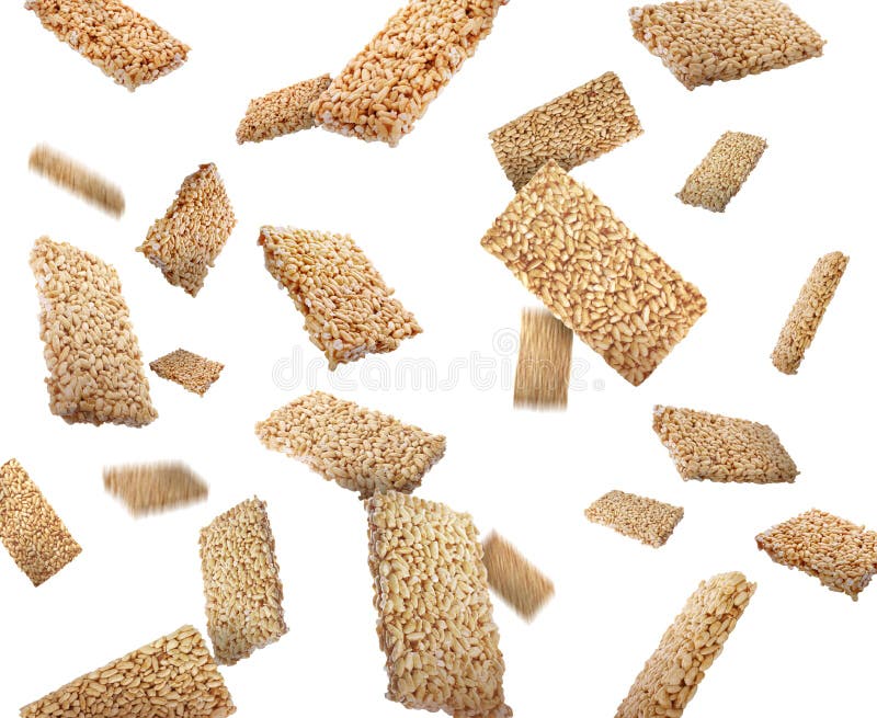 Many Puffed Rice Bars Kozinaki on White Background, Banner Design Stock ...