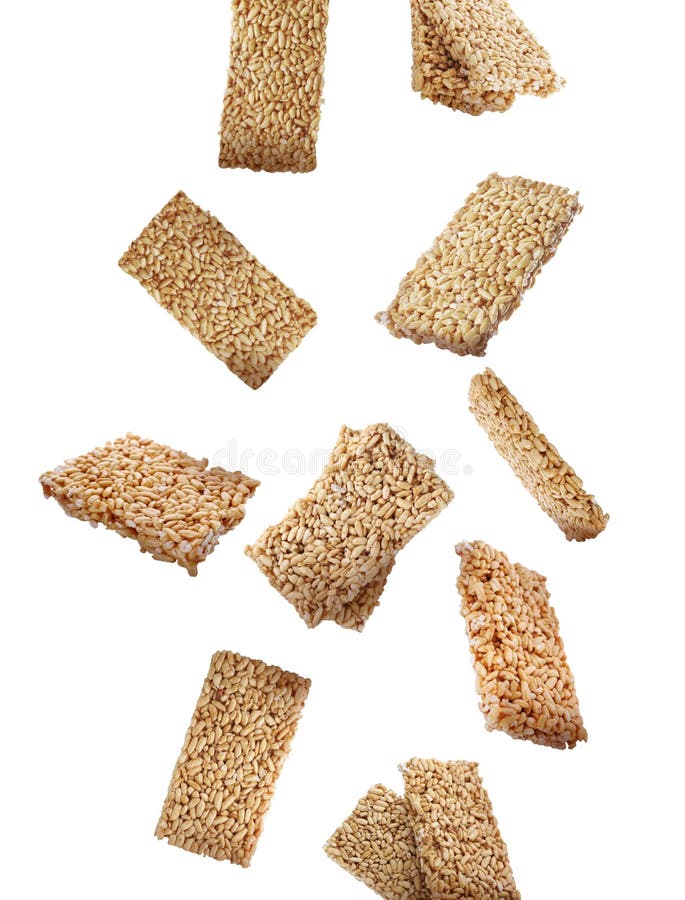 Many Puffed Rice Bars Kozinaki on White Background, Banner Design Stock ...