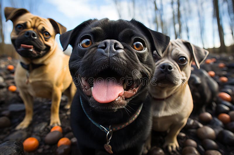 Many Pug Faces Looking into the Camera Stock Illustration ...