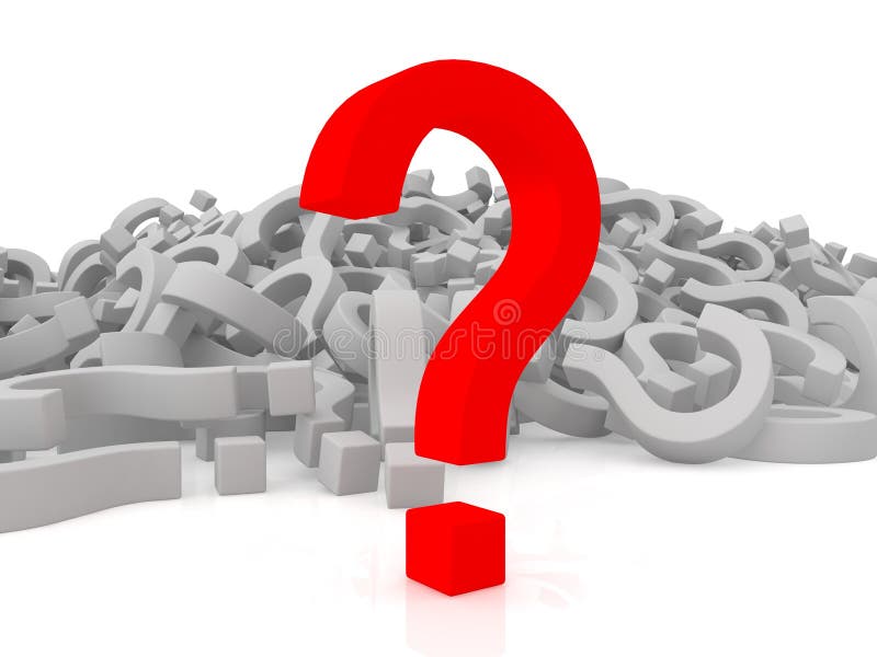 Many Question Marks - One is Red Stock Illustration - Illustration of ...