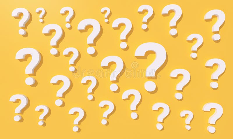 Many Questions Mark on Yellow Studio Background Stock Illustration ...