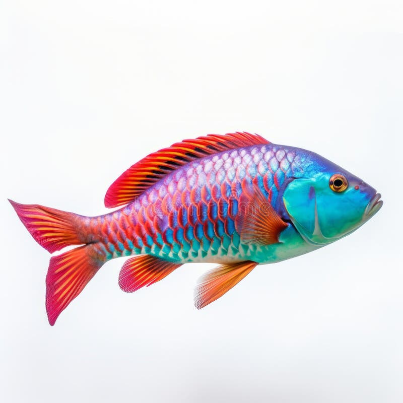 Vibrant Parrotfish: Stunning Photorealistic Artwork on White Background ...