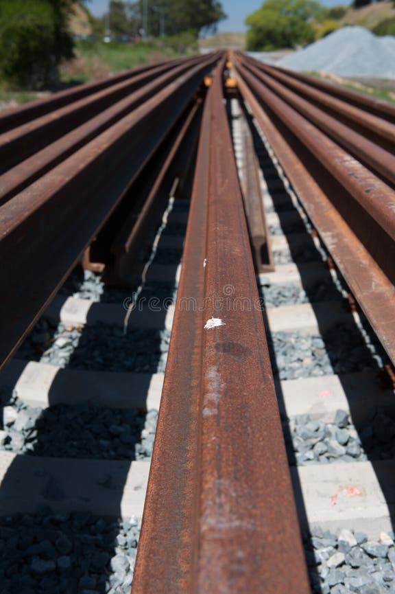 Many Rails for a Railroad Track Installation Stock Image - Image of ...