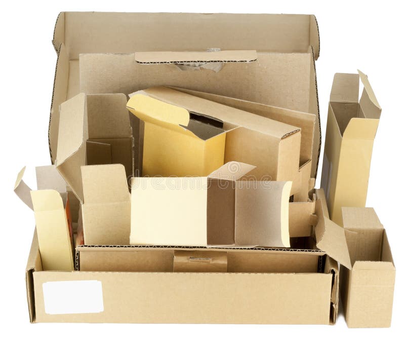 Many Real Small Cardboard Boxes Stock Image - Image of group, stack ...