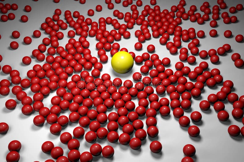 Many Red Balls among Which the Yellow One Stands Out Stock Illustration ...
