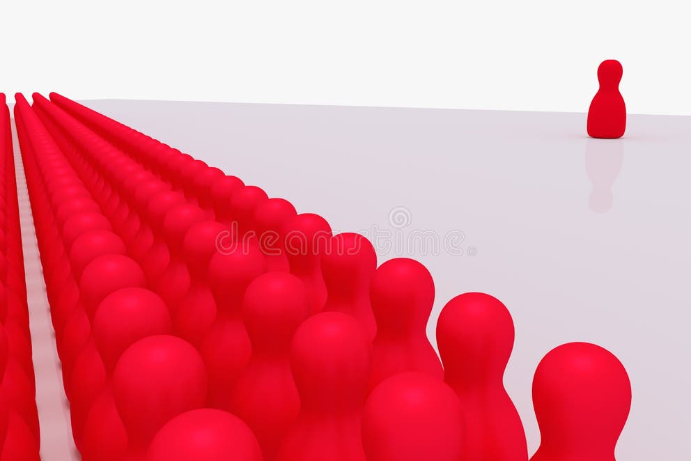Many Red Figures Standing on a White, Glossy Surface Stock Illustration ...