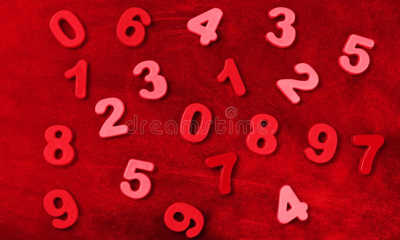 Red Numbers Background Top View Stock Photo - Image of math, nine ...