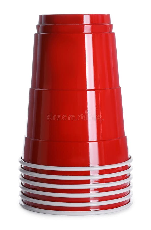 Many Red Plastic Cups on White Background Stock Photo - Image of party ...
