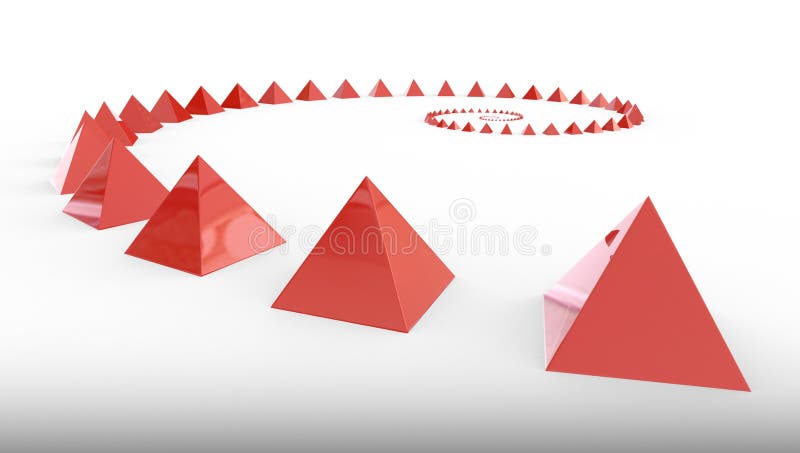 Many Red Pyramids, 3d Illustration Stock Illustration - Illustration of ...
