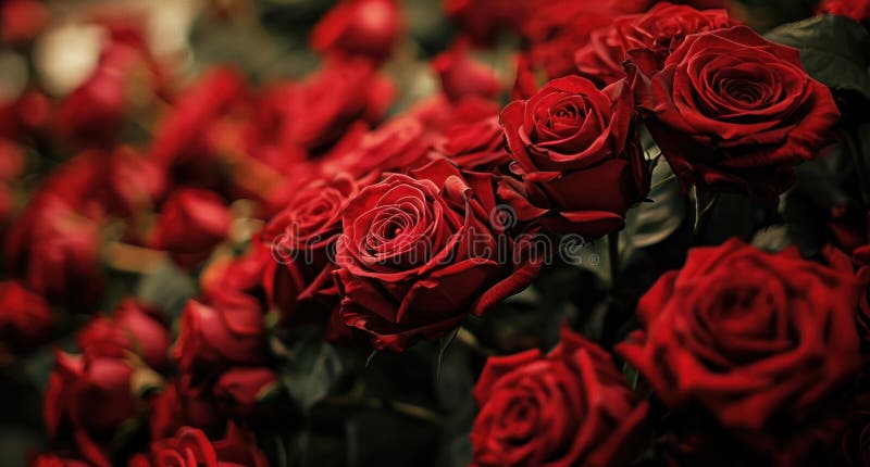Many Red Roses in an Arrangement Stock Photo - Image of romantic ...