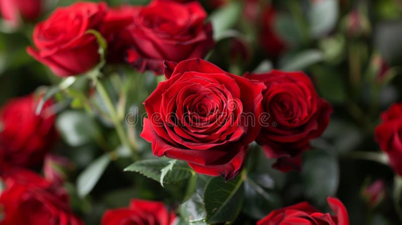 Many Red Roses Grouped Together Stock Image - Image of blooms, cluster ...