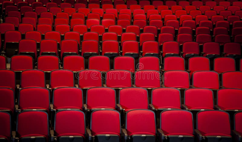 Many Red Theater Seats in Rows at a Theater Stock Image - Image of ...