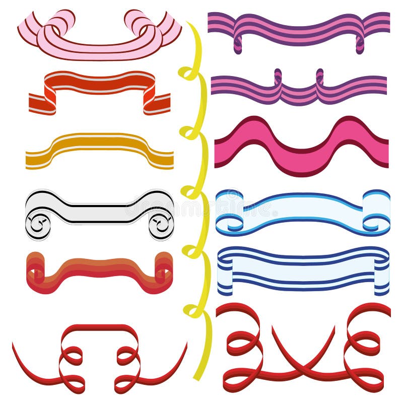 Many Ribbons of Different Colors of Different Texture Stock Vector ...