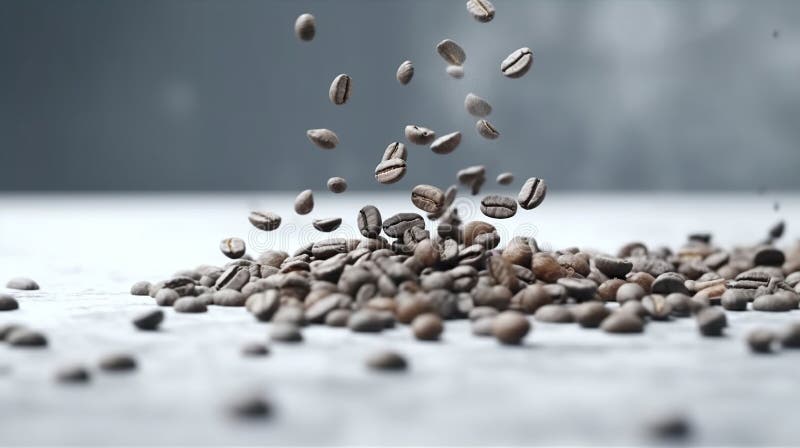 Many Roasted Coffee Beans Flying in the Air Ai Generated Image Stock ...