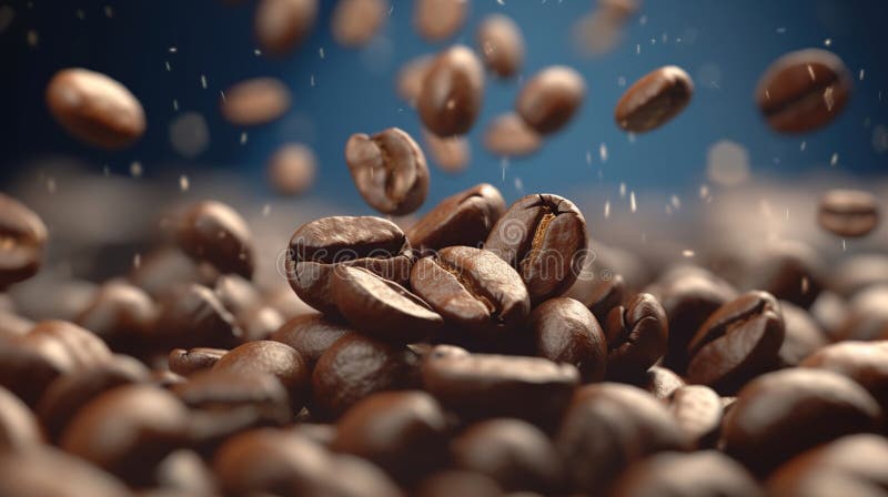 Many Roasted Coffee Beans Flying in the Air Ai Generated Image Stock ...