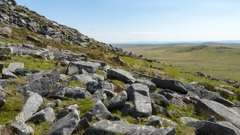 Many rocks litter Dartmoor stock image. Image of exmoor - 73464977