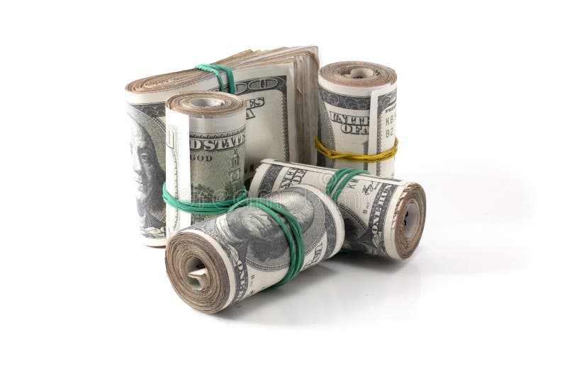 Rolls of Money are Tied with a Rubber Band Stock Photo - Image of ...