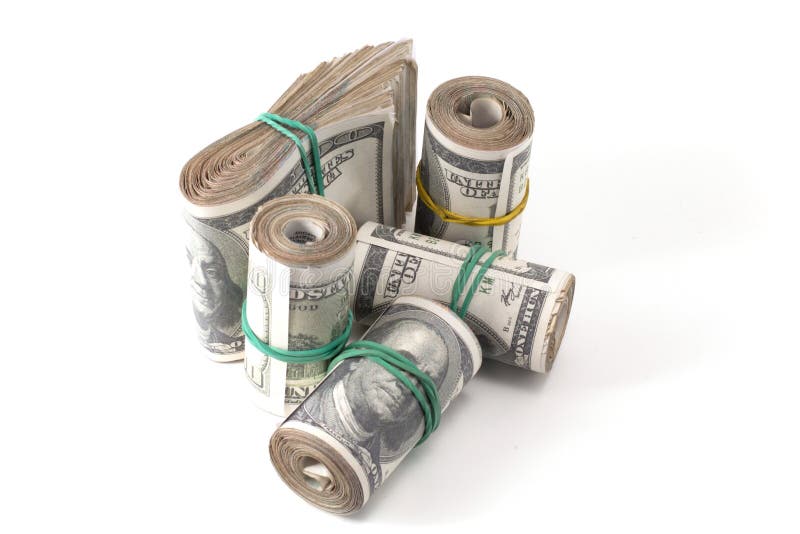 Rolls of Money are Tied with a Rubber Band Stock Photo - Image of ...