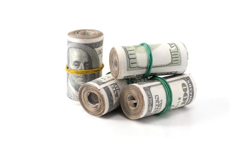 Many Rolls of Money Isolated Stock Photo - Image of background, dollar ...
