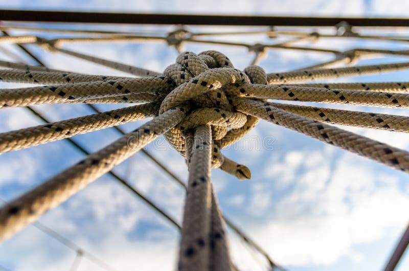 Many Ropes and One Big Knot Close Up Stock Photo - Image of knot ...