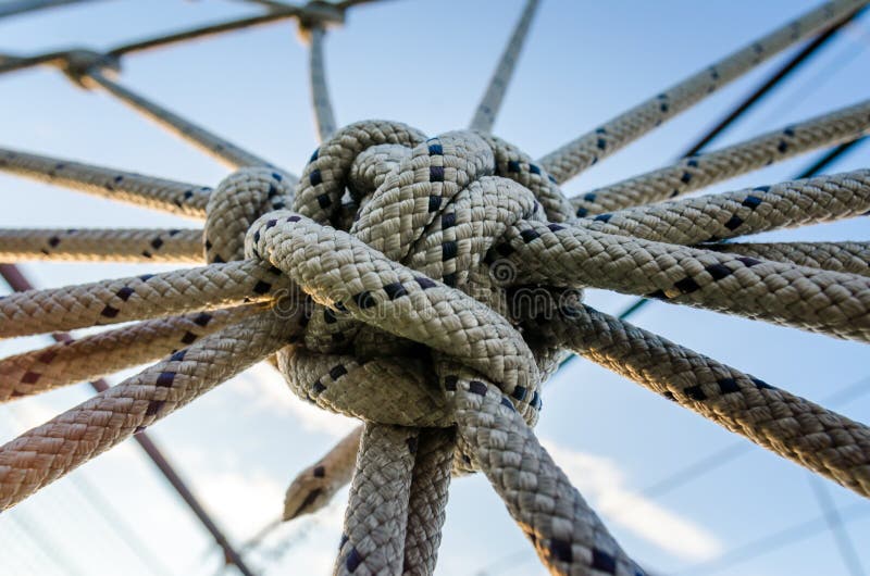 Many Ropes and One Big Knot Close Up Stock Image - Image of joint ...