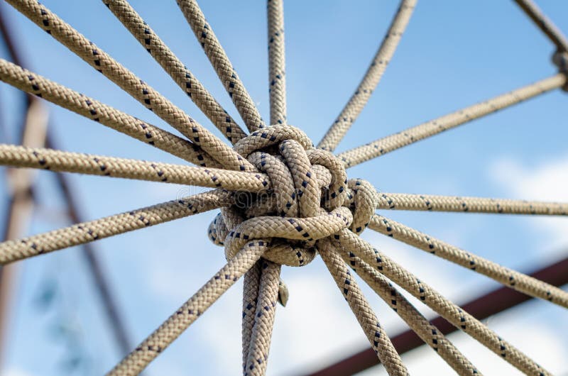Many Ropes and One Big Knot Close Up Stock Image - Image of compound ...