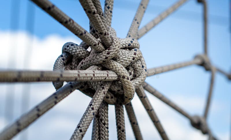 Many Ropes and One Big Knot Close Up Stock Photo - Image of apposition ...
