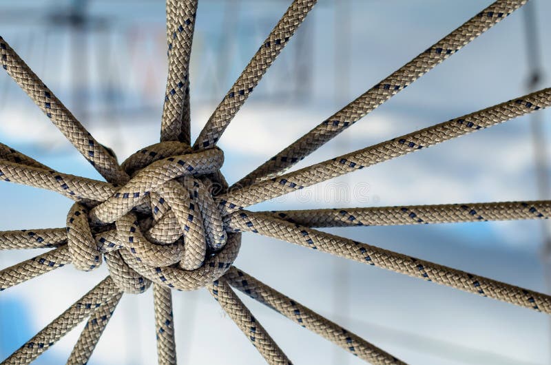 Many Ropes and One Big Knot Close Up Stock Photo - Image of hookup ...