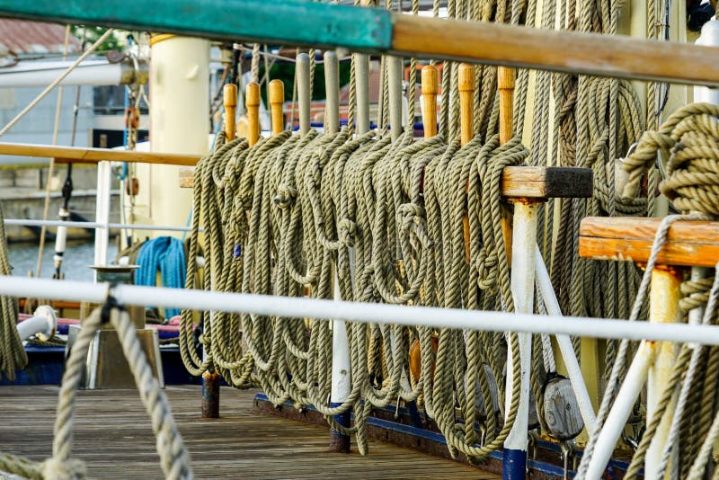 Many Ropes in a Rigging of a Historic Sailing Ship Stock Image - Image ...