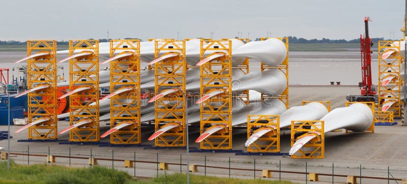 Rotor Blades of a Wind Turbine on a Storage Yard Stock Image - Image of ...