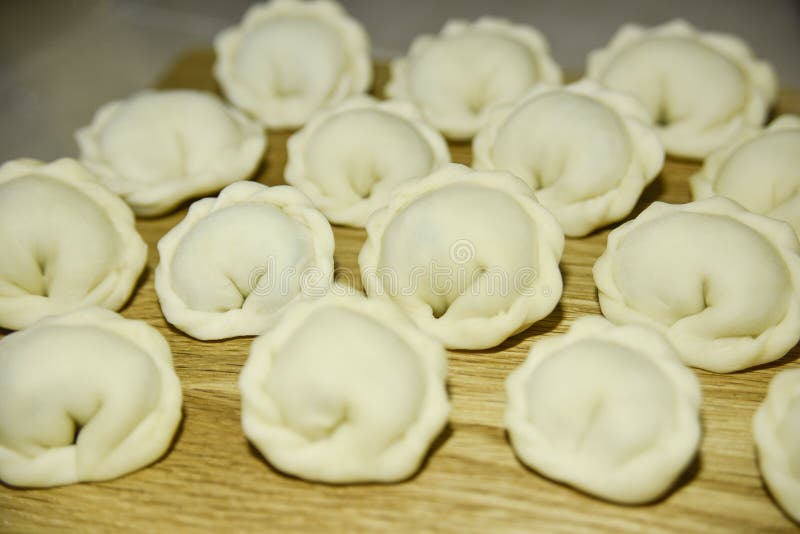 Many Round Dumplings from the Close Side View Stock Photo - Image of ...