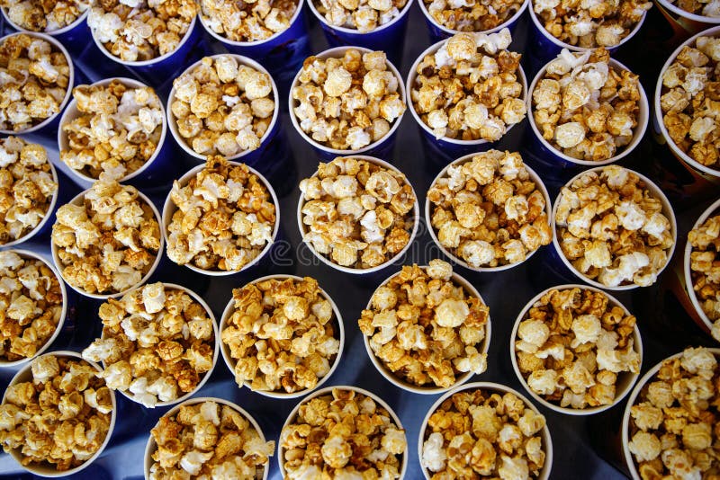 Many Round Popcorn Cups. Top View Stock Image - Image of popcorn, space ...