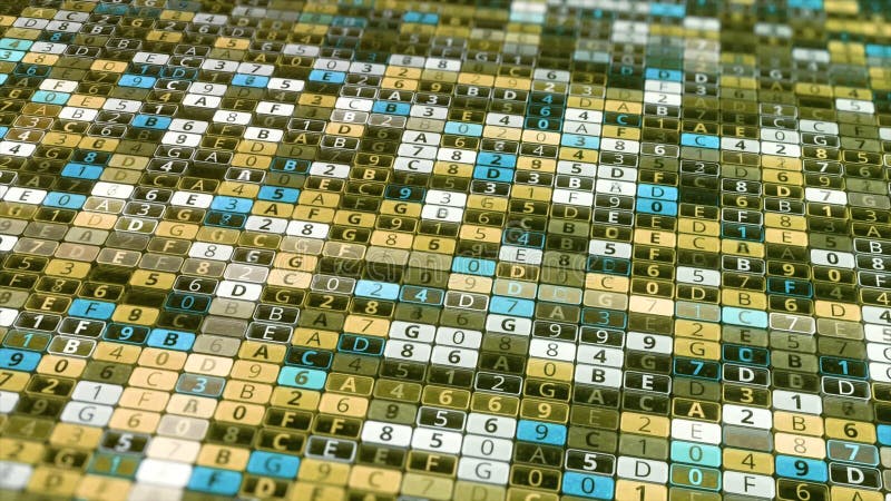 Many Rows of Changing Random Letters and Numbers, Seamless Loop ...