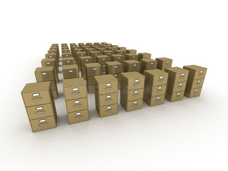 Many Rows of 3D Archiving File Cabinets Stock Illustration ...
