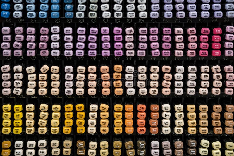 Many Rows of Various Color Sketch Marker Stock Image - Image of ...