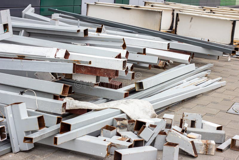 Many Rusty Metallic Steel Profile Rolls As a Garbage at the ...