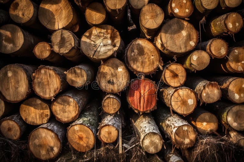 Many Sawn Forest Trees. Timber Industry Stock Illustration ...