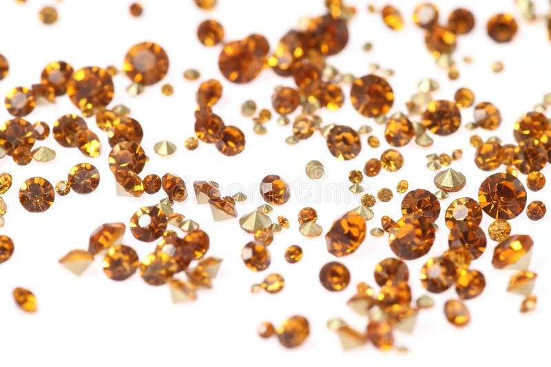 Many Scattered Rhinestones. on a White Background Stock Photo - Image ...