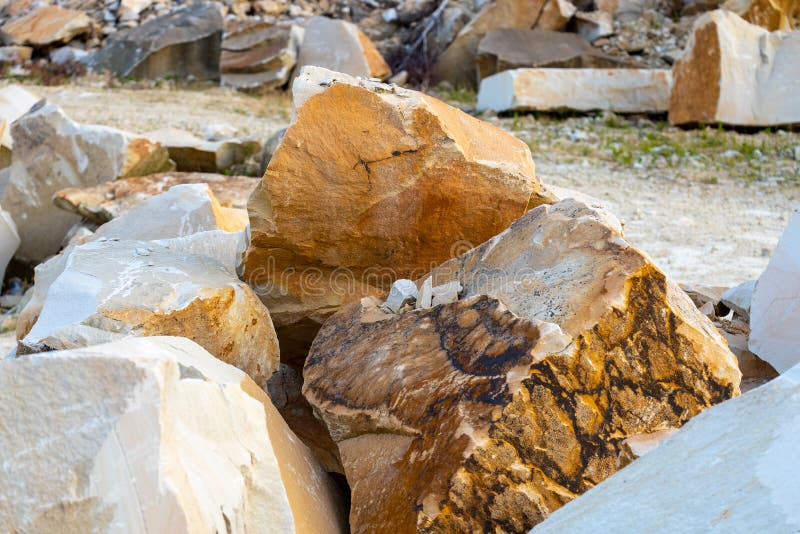 Many Scattered Stones at the Foot of the Cliff Stock Photo - Image of ...