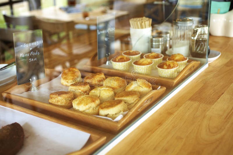 Many scones in coffee shop stock image. Image of life - 39810753
