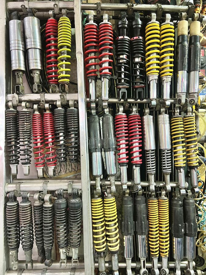 Shock Absorbers and Spring Added To the Frame of an Old Car Stock Image ...