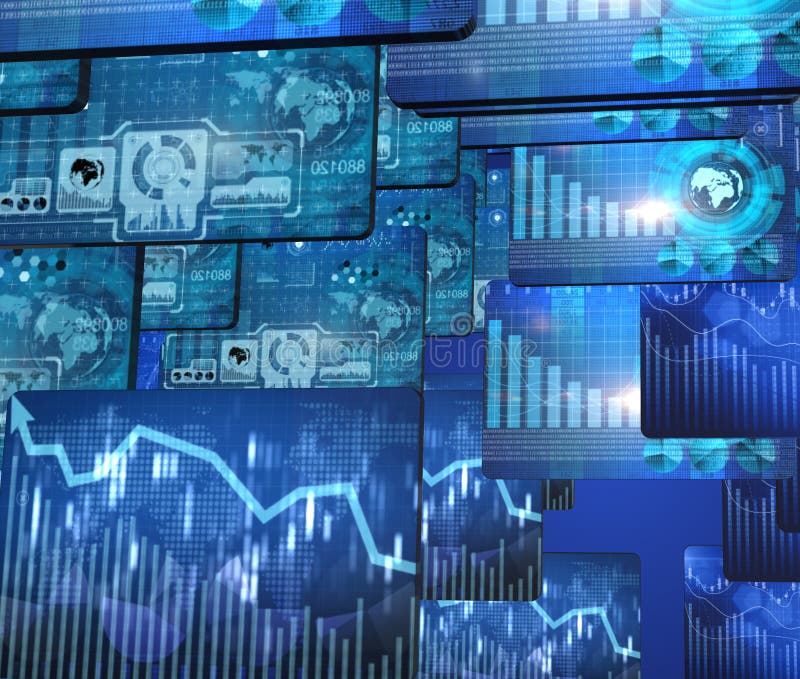 Many Screen Monitors with Charts and Graphs Stock Image - Image of ...
