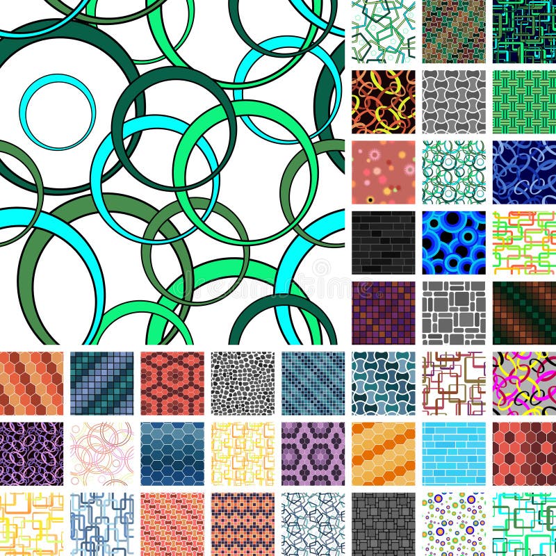 Geometric Patterns (tiling). Set of Vector Stock Vector - Illustration ...