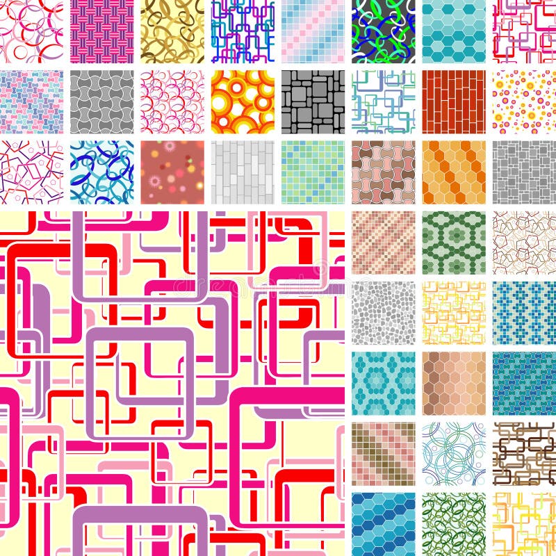 Many seamless patterns stock vector. Illustration of textured - 8931419