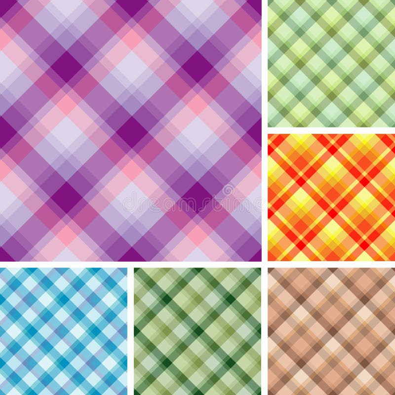 Many Seamless Plaid Patterns Stock Vector - Illustration of fabric ...
