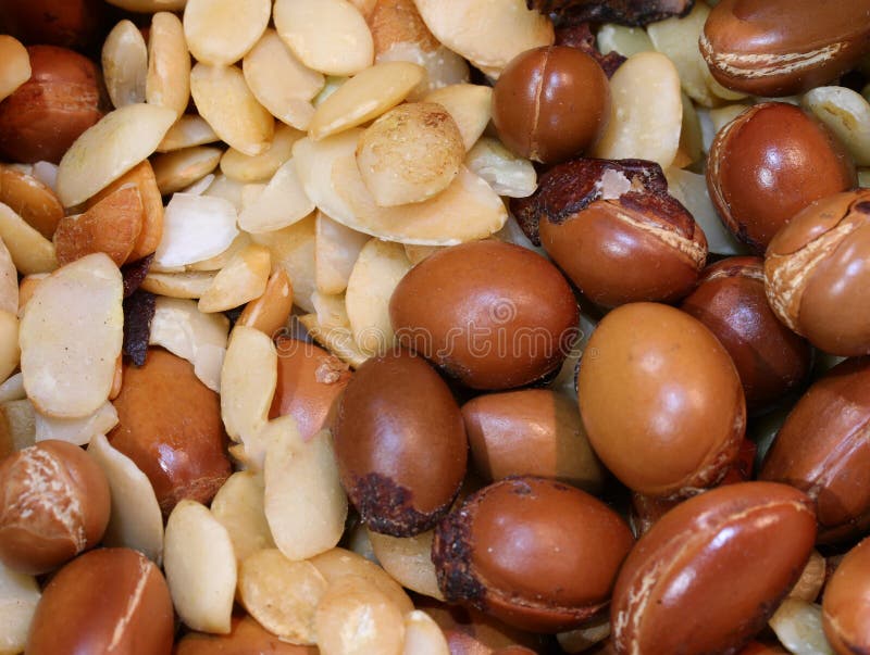 Argan Seed On The Black Plate. Stock Image - Image of closeup, drink ...